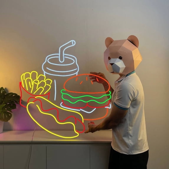 Craftnamesign Fast Food Neon Sign Wall Art, Junk Food Restaurant Led ...