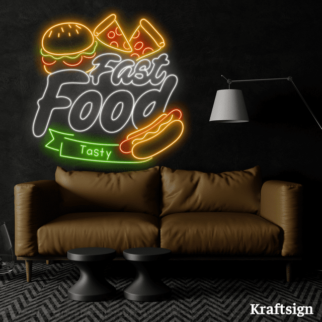 Craftnamesign Fast Food Tasty Neon Signs, Burger Hotdog Pizza Shop ...