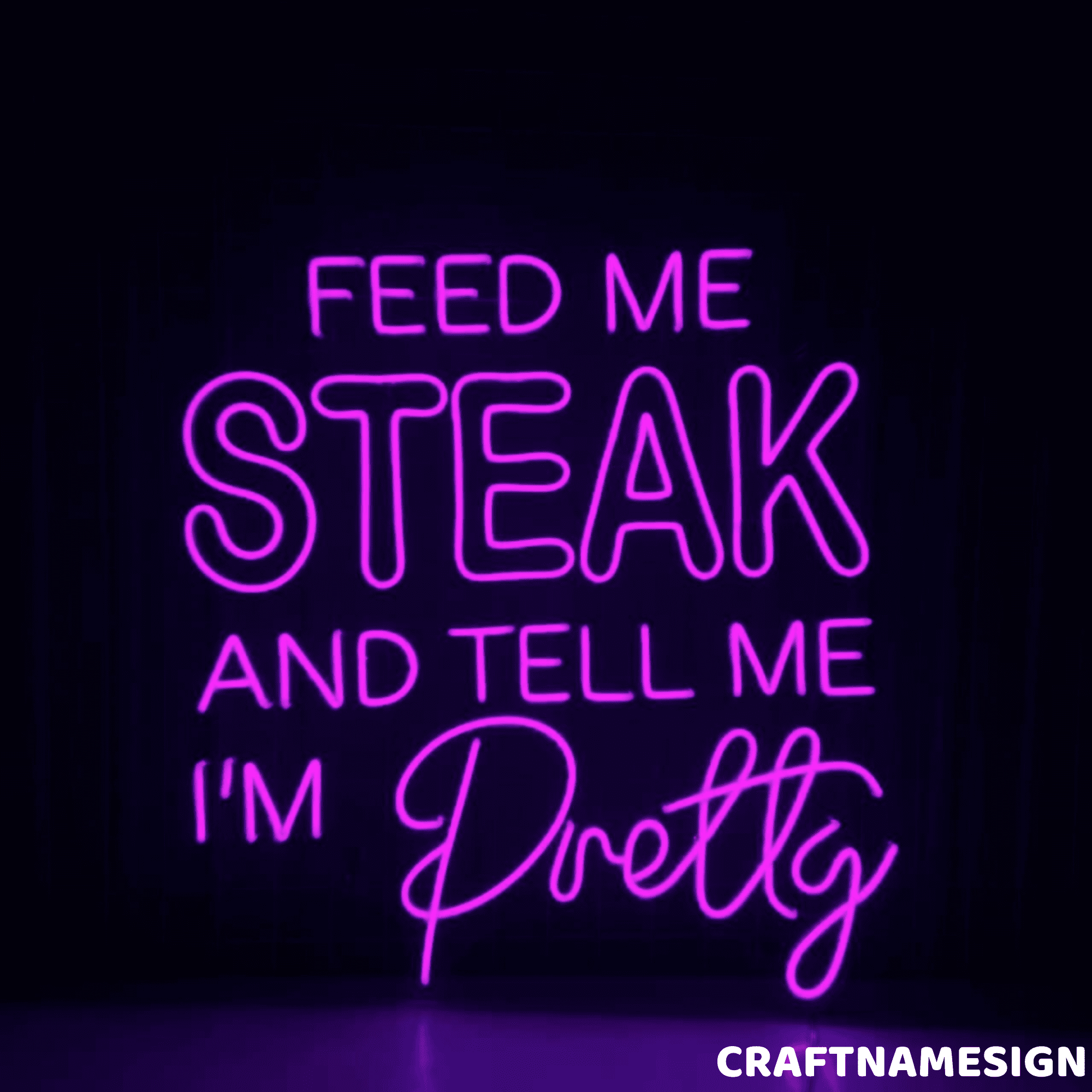 Craftnamesign Feed Me Steak Neon Light For Wall Decor, Steakhouse LED ...