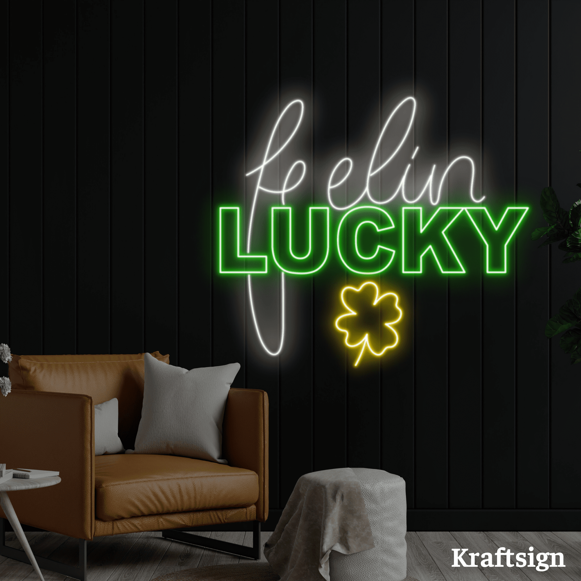 Craftnamesign Feeling Lucky Neon LED Sign, Patrick's Day Gifts Decor ...