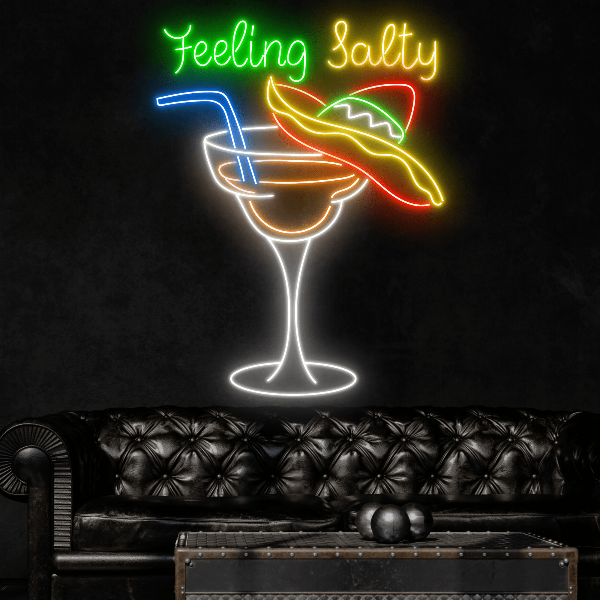 Craftnamesign Feeling Salty Neon Sign, Cinco De Mayo Cocktail Wall Art ...