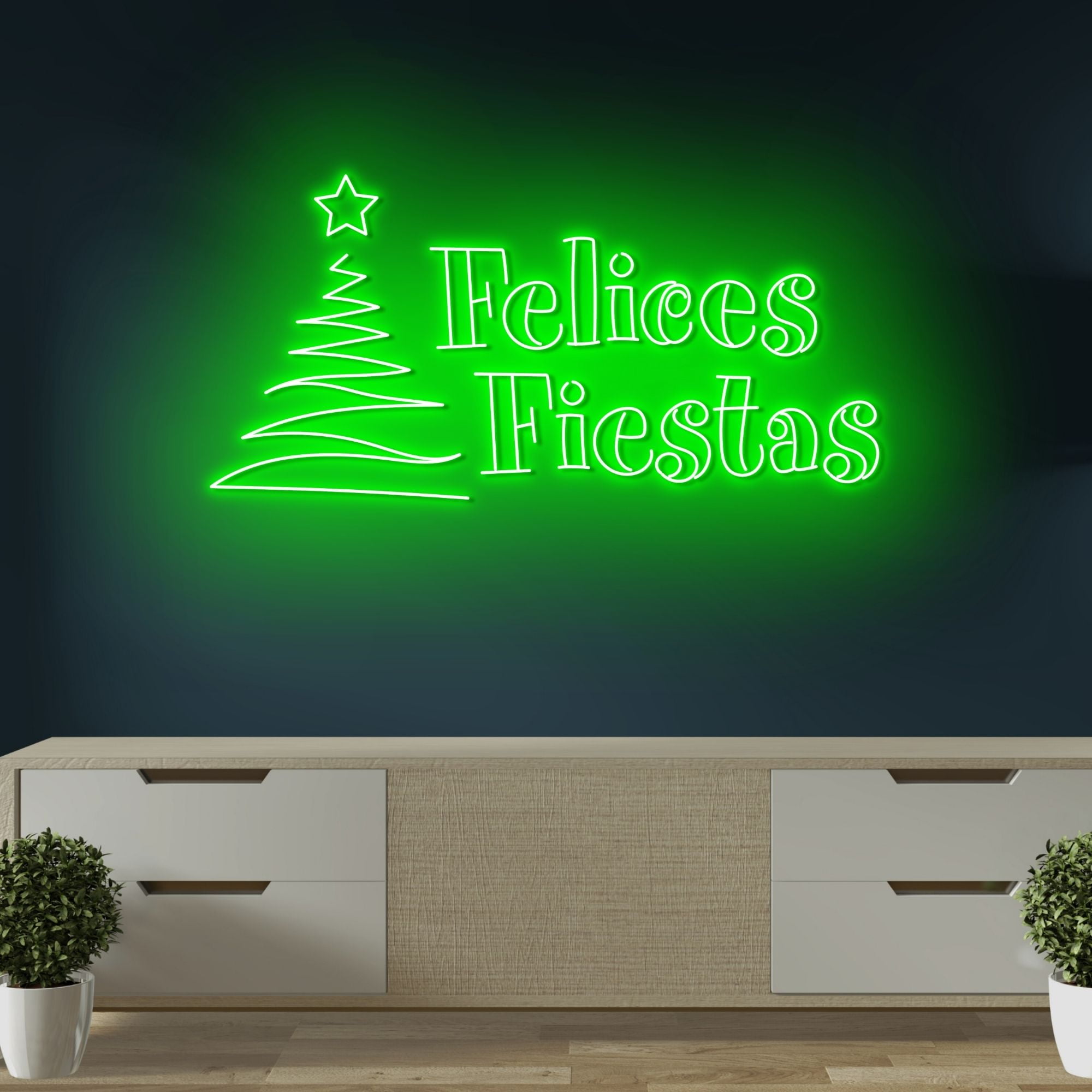 Craftnamesign Felices Fiesta Neon Light, Happy Holiday Wall Art ...