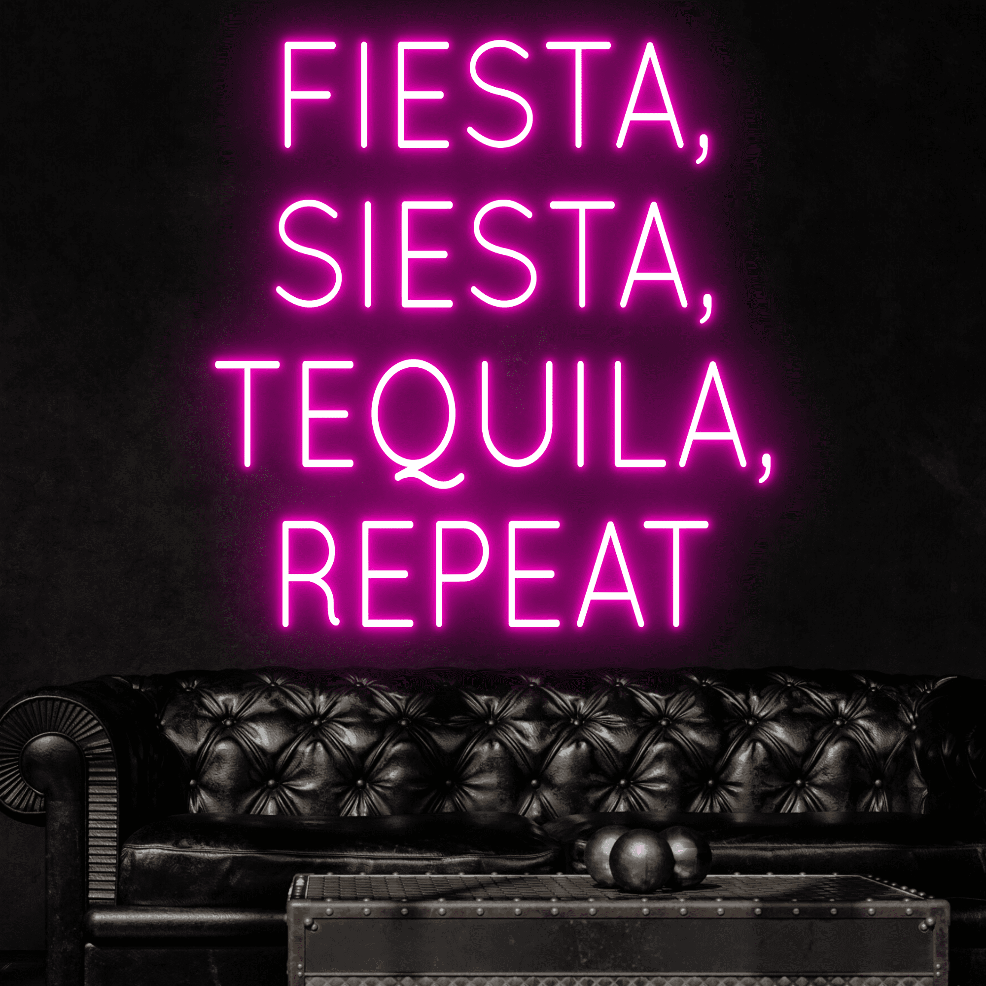 Craftnamesign Fiesta Siesta Tequila Repeat Neon Sign, Tequila Wall Art ...