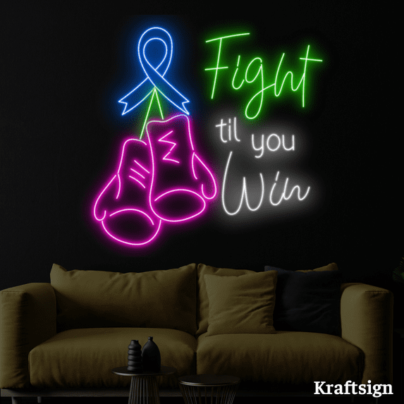 Craftnamesign Fight Till You Win Neon Sign, Boxing Club Sign, Men Cave ...