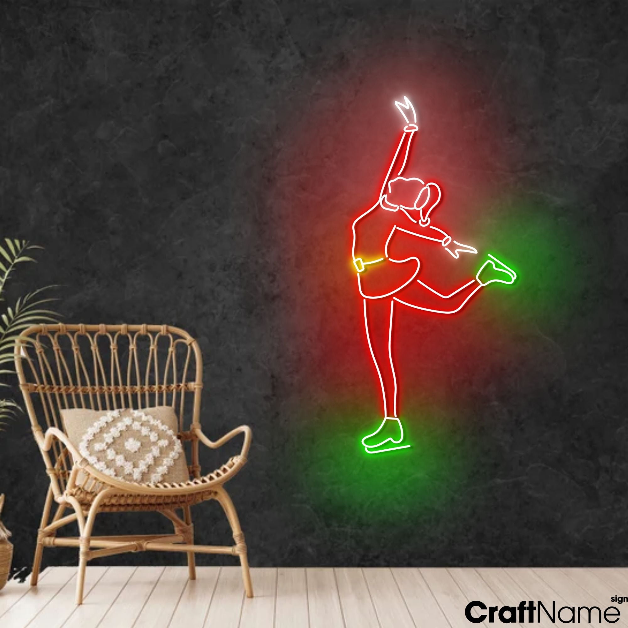 Craftnamesign Figure Skating Xmas Neon Light, Figure Skate Club LED ...