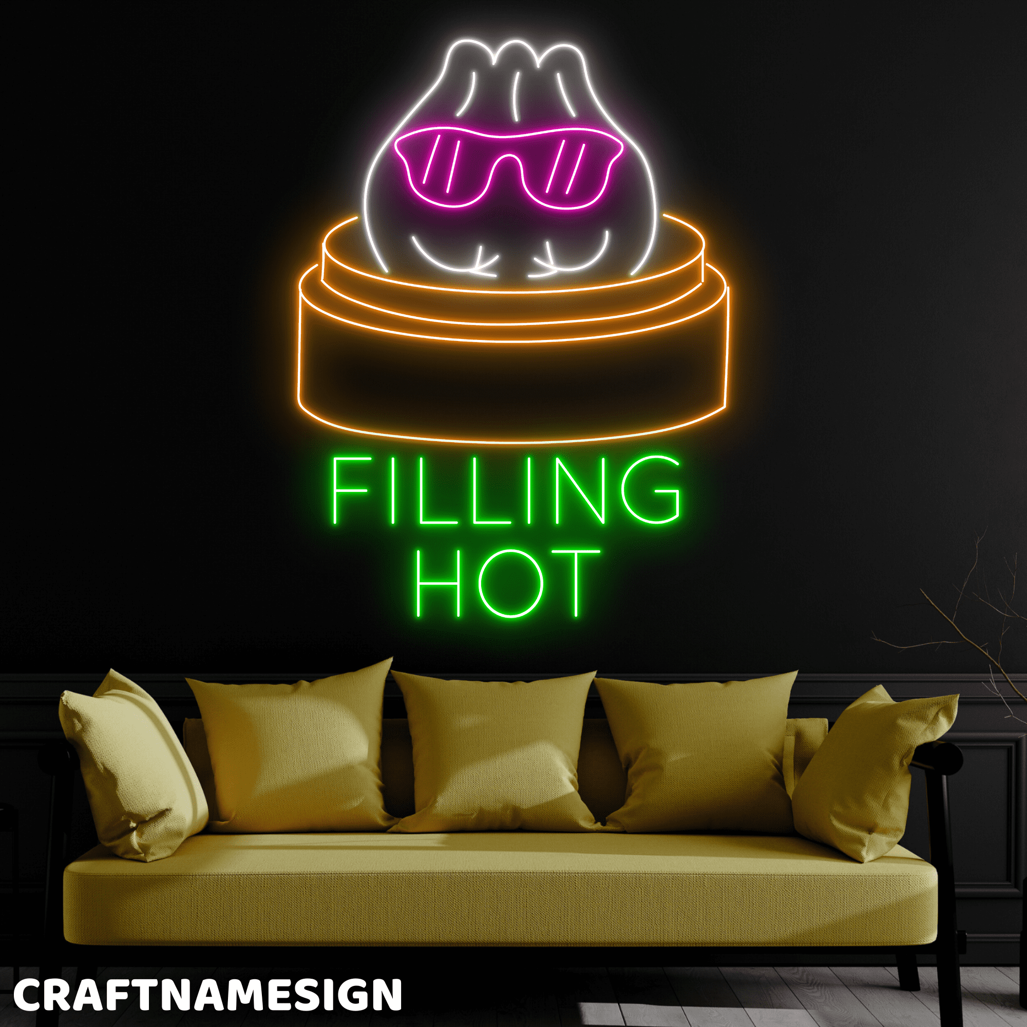 Craftnamesign Filling Hot Neon Sign, Dimsum Wall Art, Chinese ...