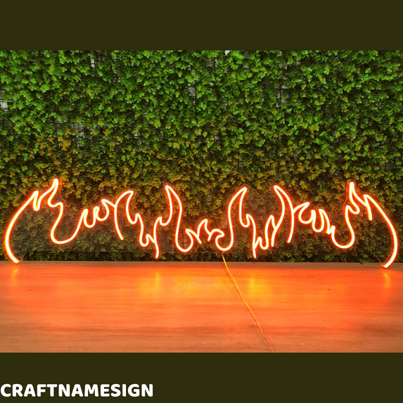 Craftnamesign Fire Neon Sign, Flame Led Light Wall Decor, Flame Fire ...