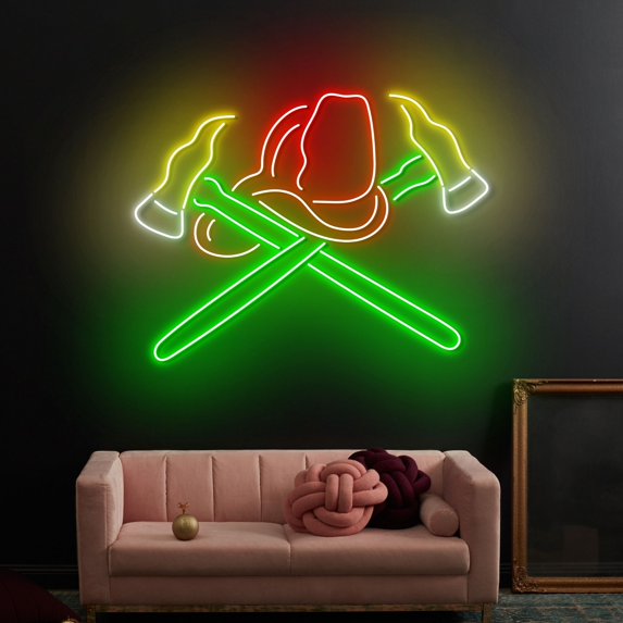 Craftnamesign Firefighter Neon LED Sign, Fire Department LED Light ...
