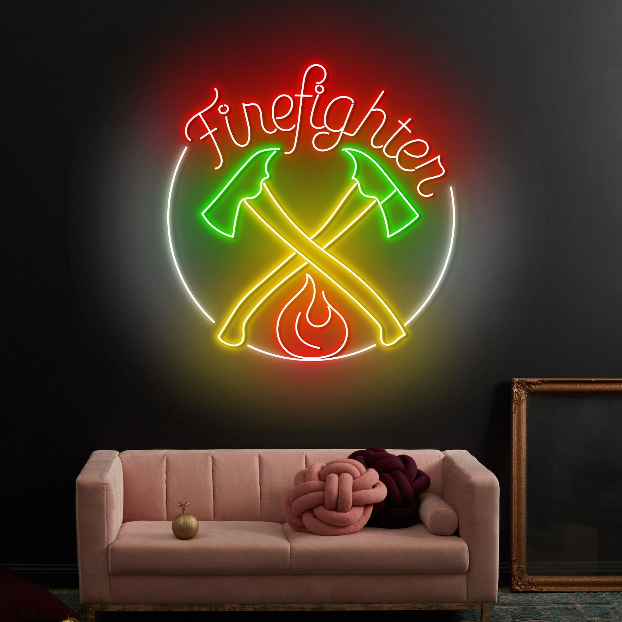 Craftnamesign Firefighter Neon LED Sign, Firefighter LED Light, Fireman ...
