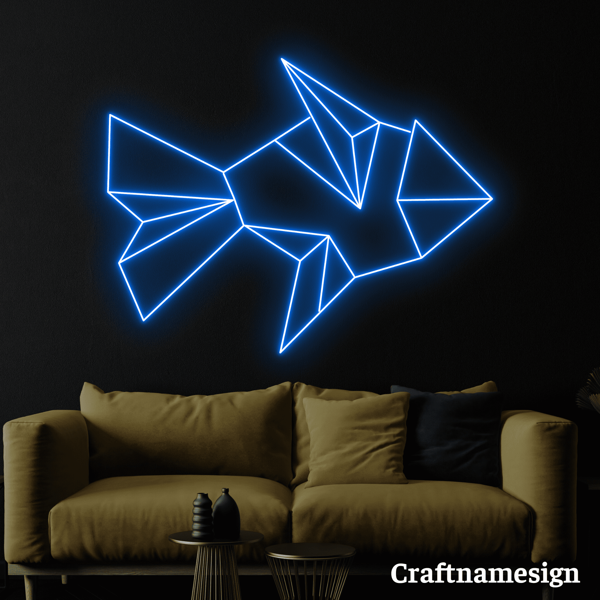 Craftnamesign Fish Geometric Neon Sign for Bedroom Fish Shop Aquarium ...