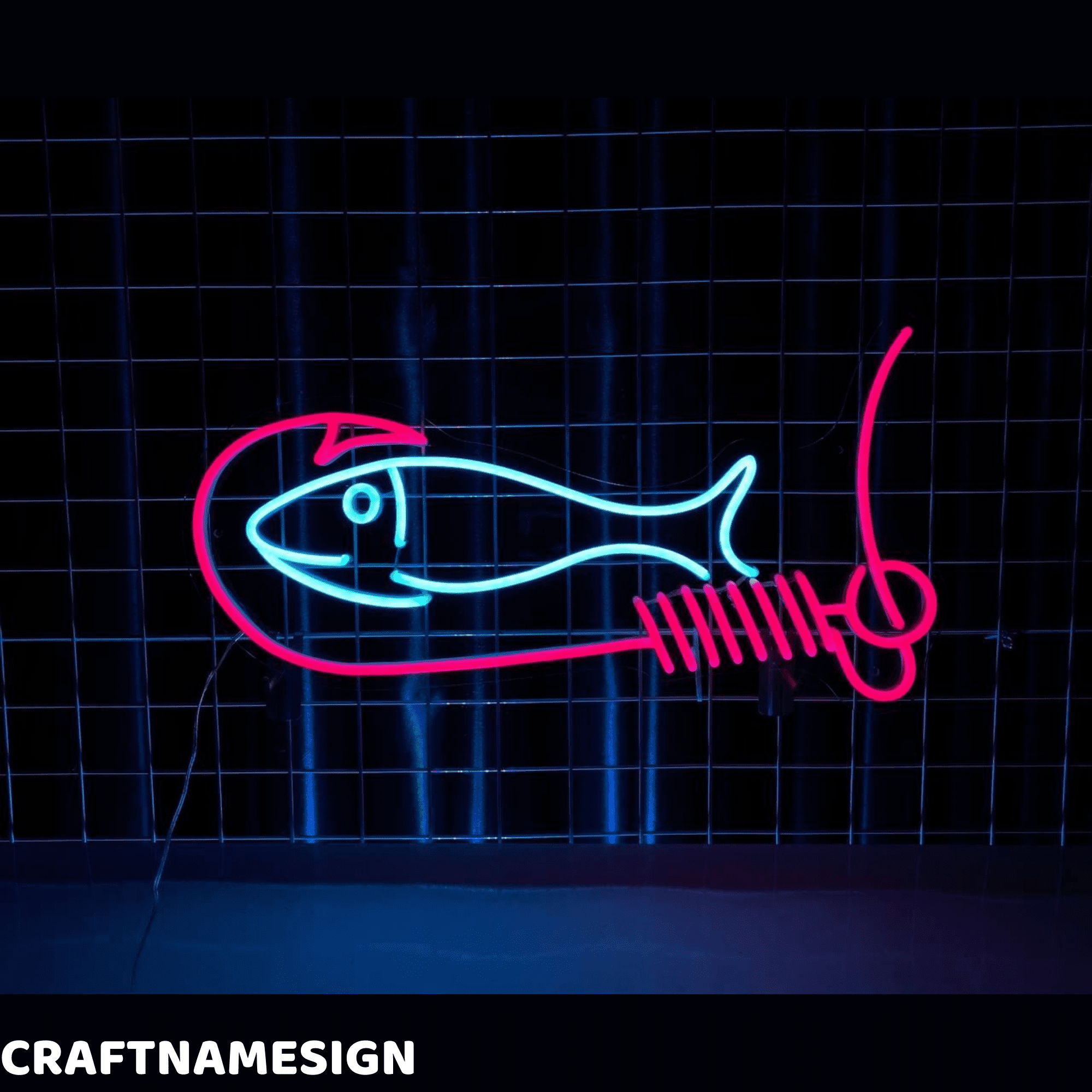 Craftnamesign Fish Hook Neon Sign, Fish Led Light Wall Art, Living Room ...