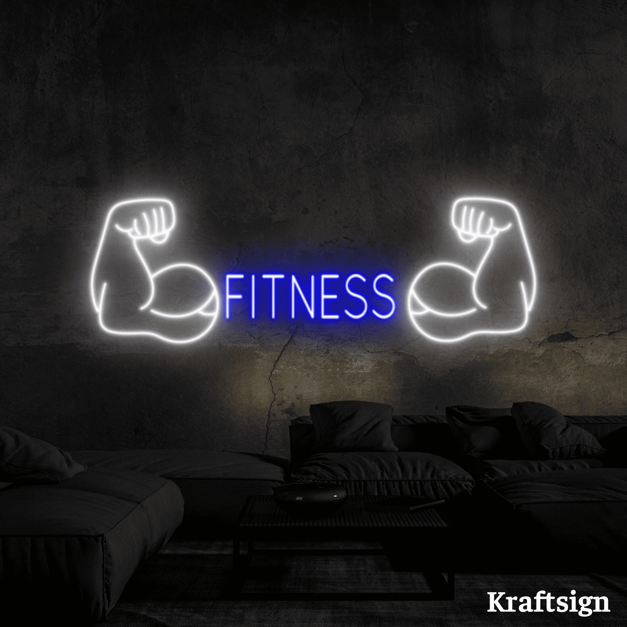 Craftnamesign Fitness Neon LED Sign, Men Cave Decor, Gym Room LED Signs ...