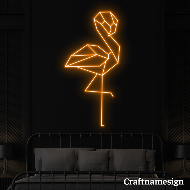 Craftnamesign Flamingo Geometric Neon Sign for Bedroom Beach Club ...