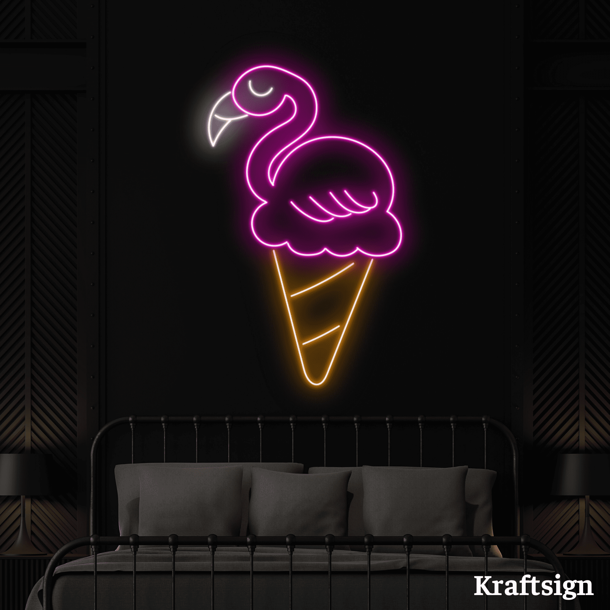 Craftnamesign Flamingo Ice Cream Neon Sign, Ice Cream Shop Decor, Kid ...
