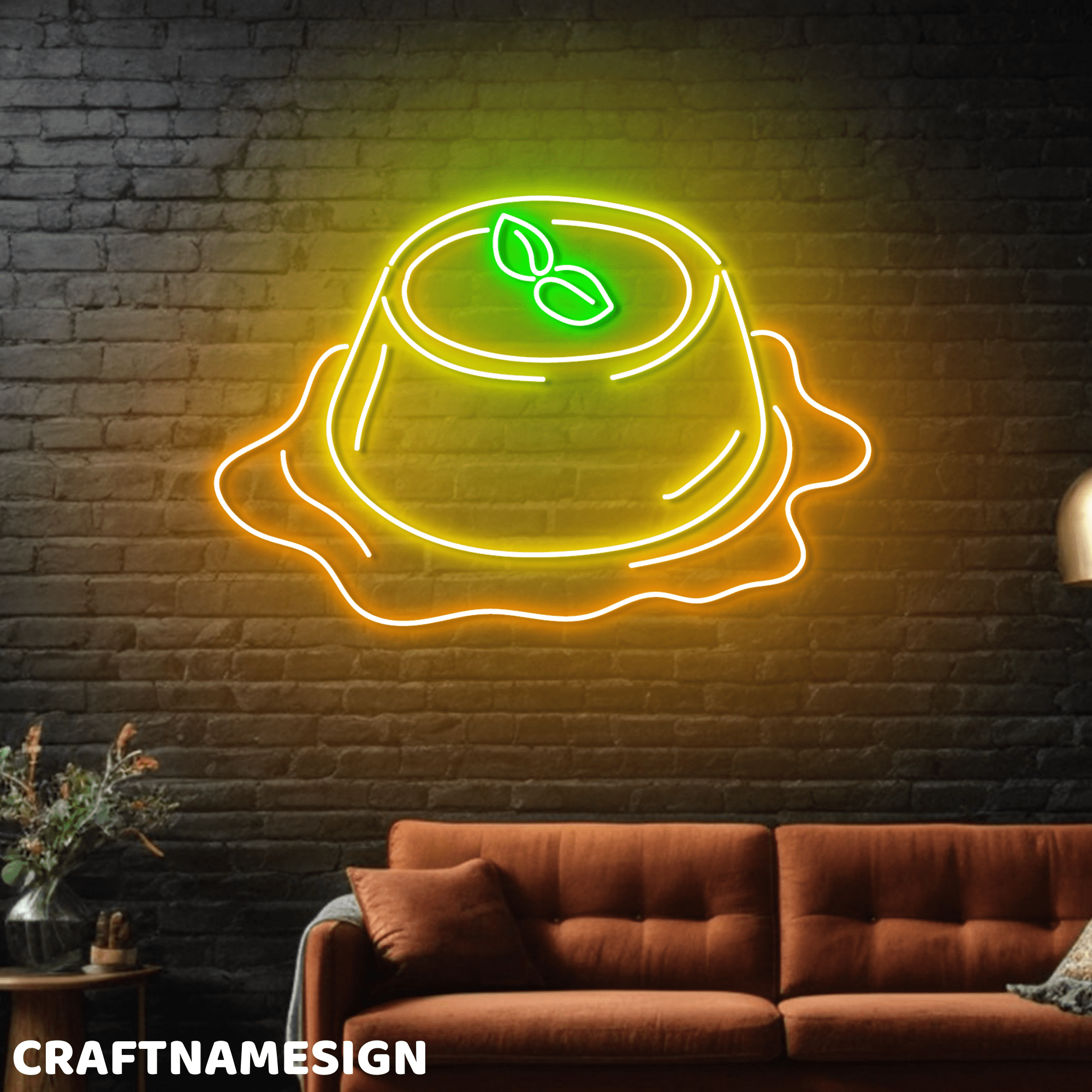 Craftnamesign Flan Cake Neon Sign, Dessert Wall Art, Cake Store Wall ...