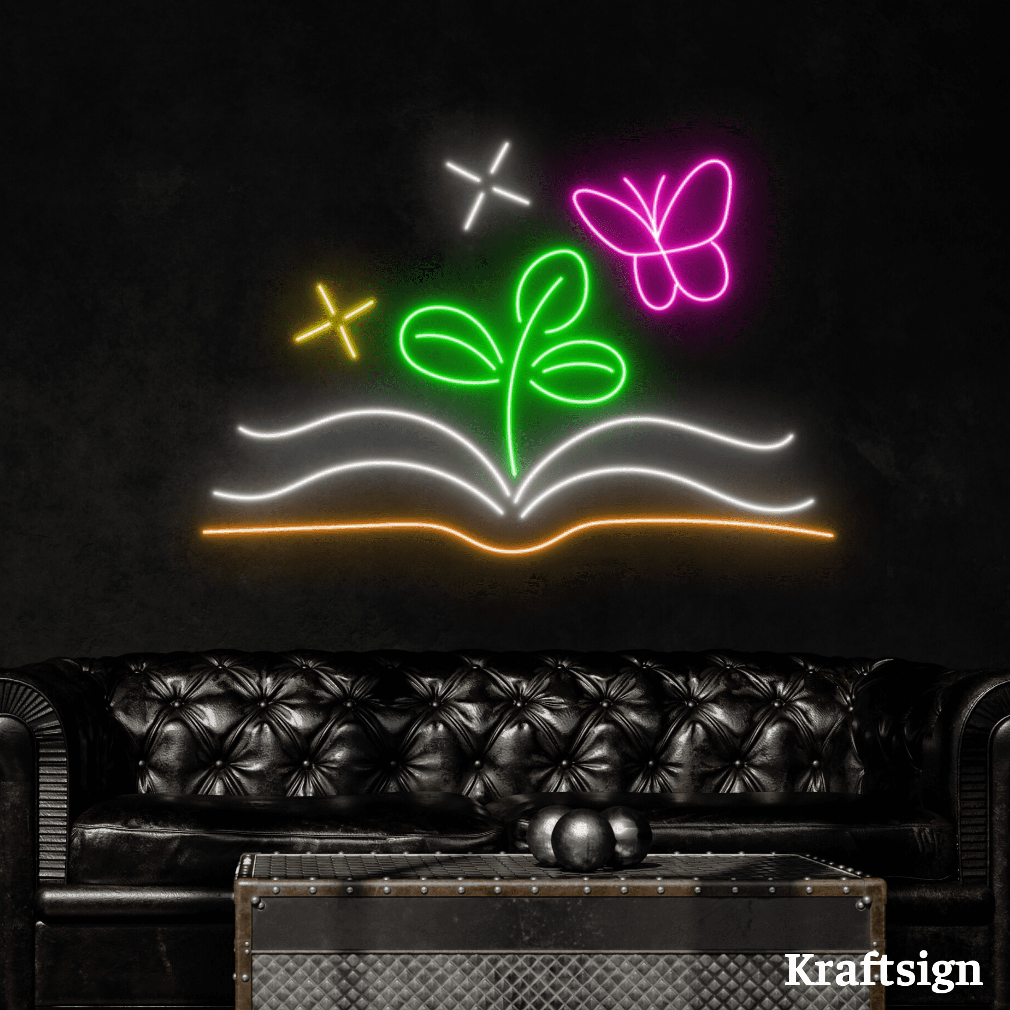 Craftnamesign Flora Book Neon Sign, Book Store LED Sign, Library Decor ...