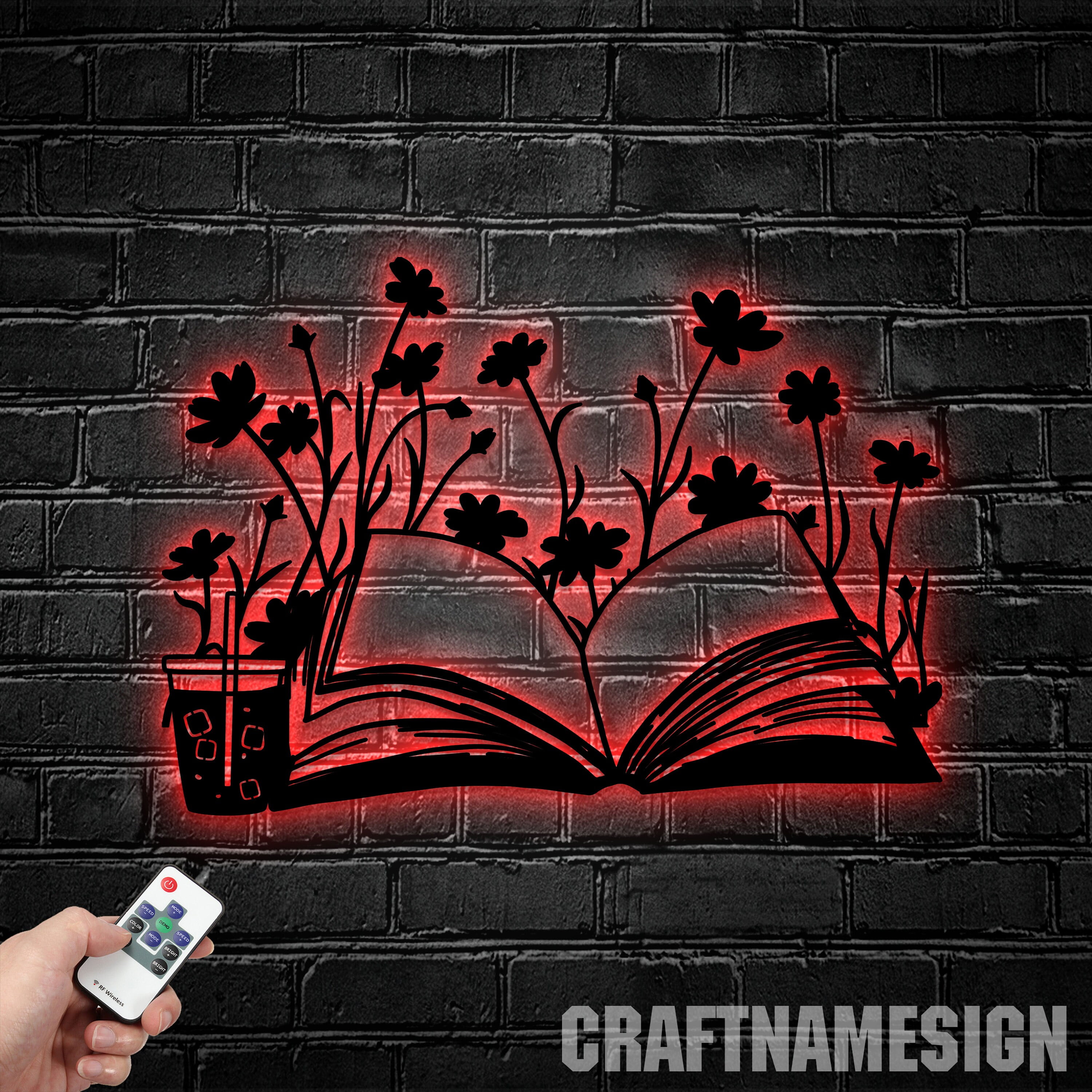Craftnamesign Floral Books Metal Sign, Library Wall Decor, Book Club ...