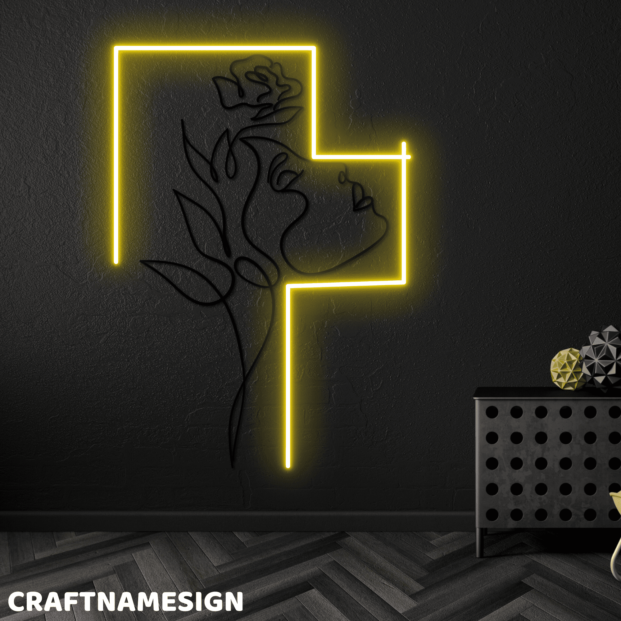 Craftnamesign Florist Girl Face Neon Decal, Living Room Artwork ...