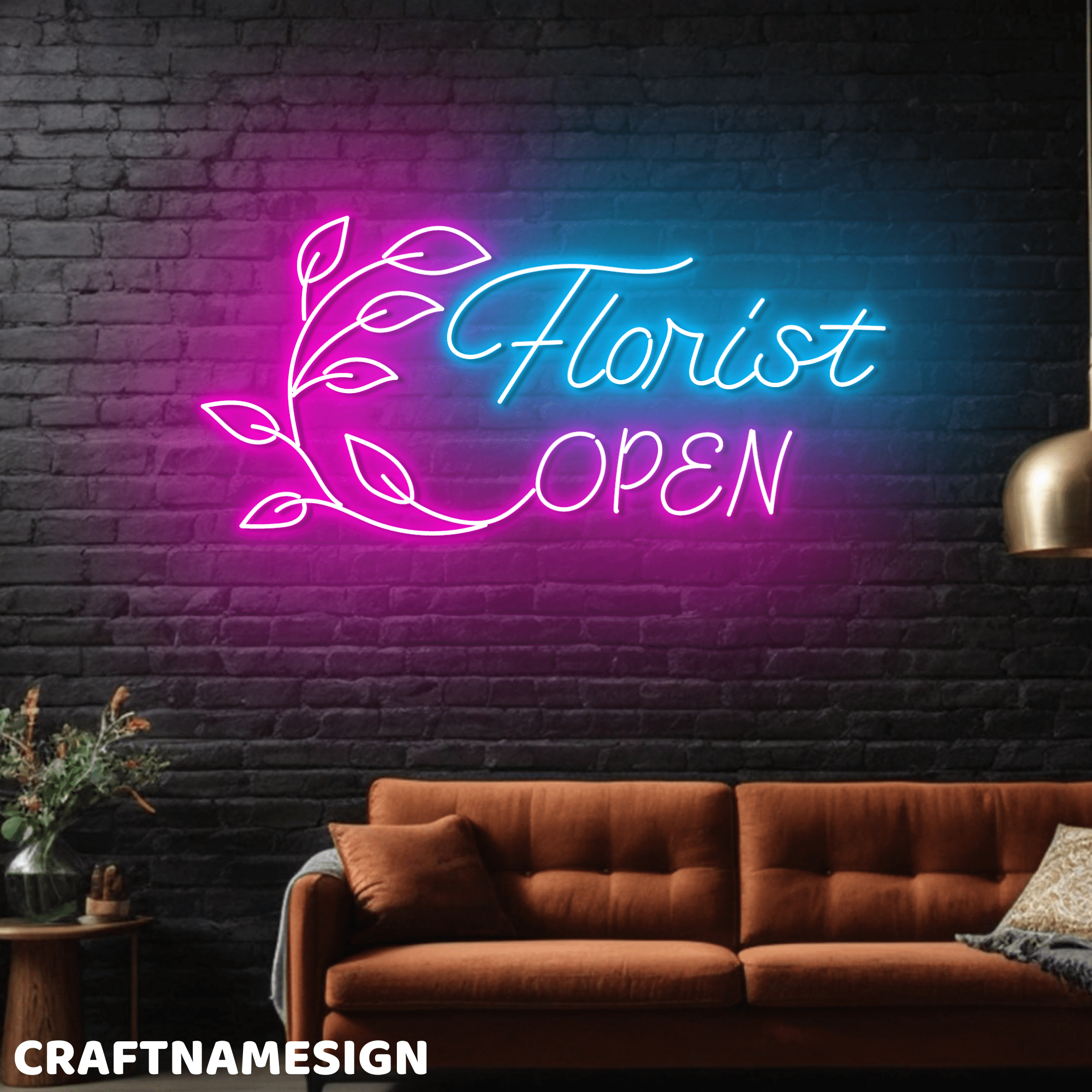 Craftnamesign Florist Open Neon Light Wall Decor, Flower Shop LED Wall ...