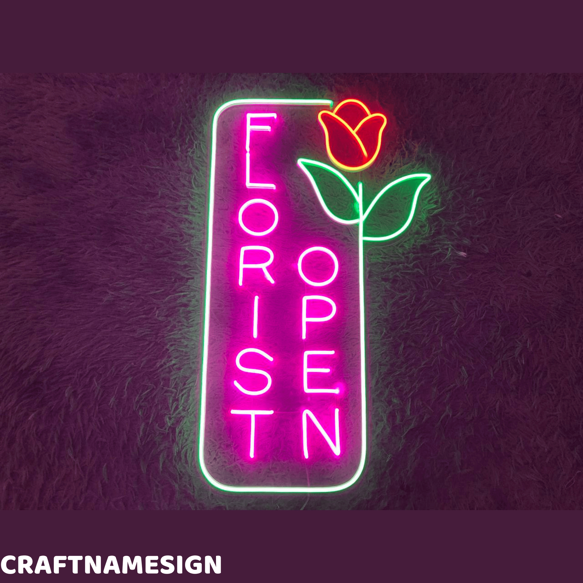 Craftnamesign Florist Open Neon Sign, Flower Shop Wall Decor, Flower ...