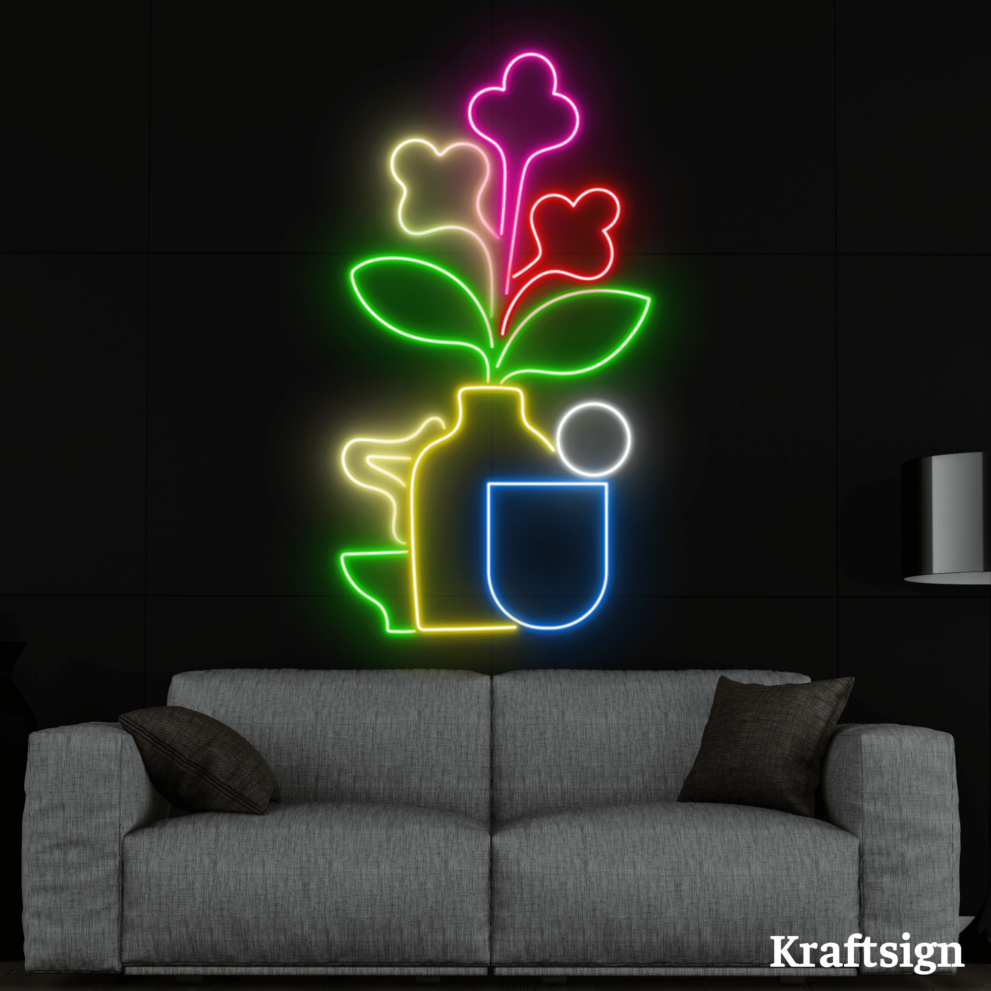 Craftnamesign Flower Abstract Neon Sign, Bedroom Decor, Coffee Shop ...