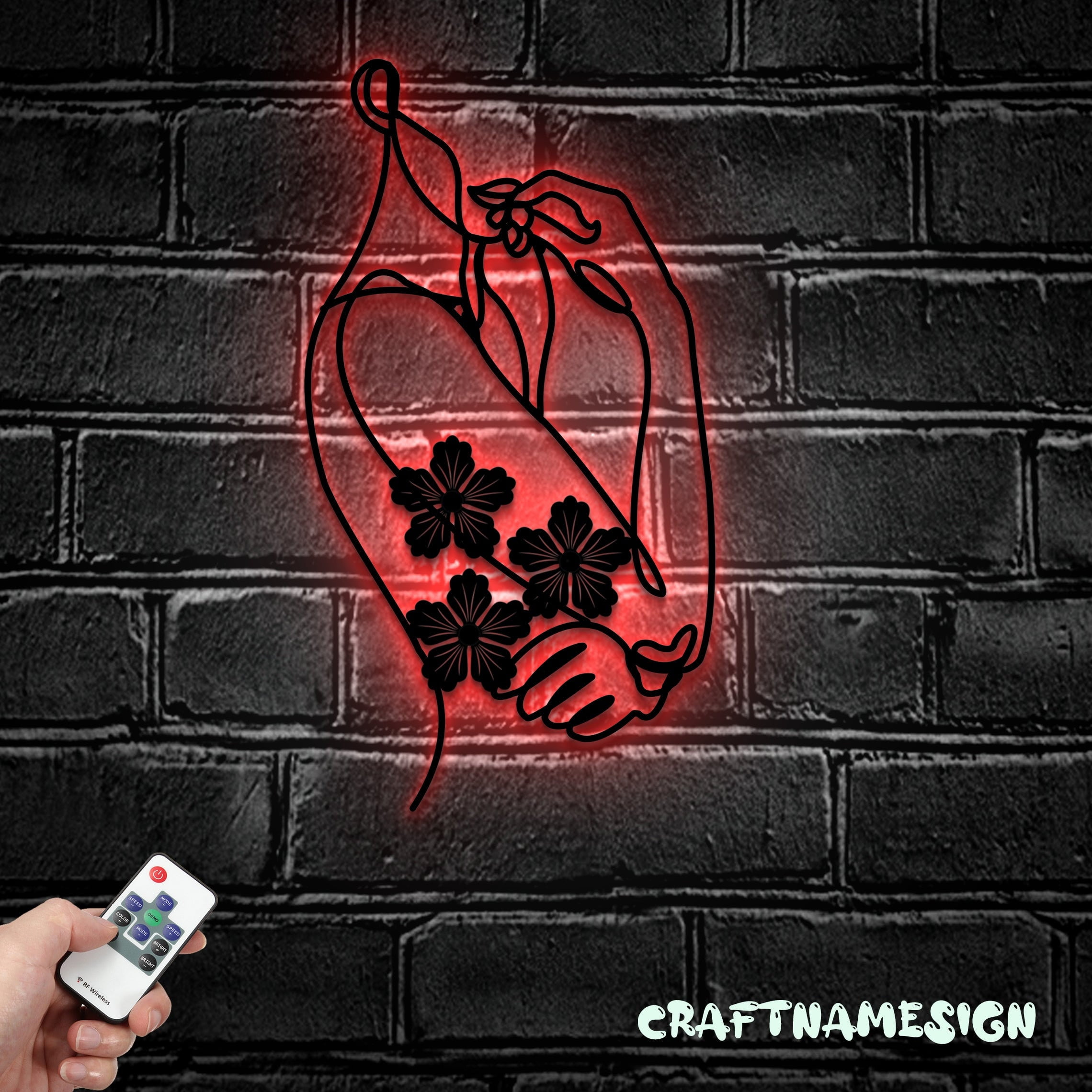 Craftnamesign Flower Female Line Art LED Light, Minimalist Abstract Art ...