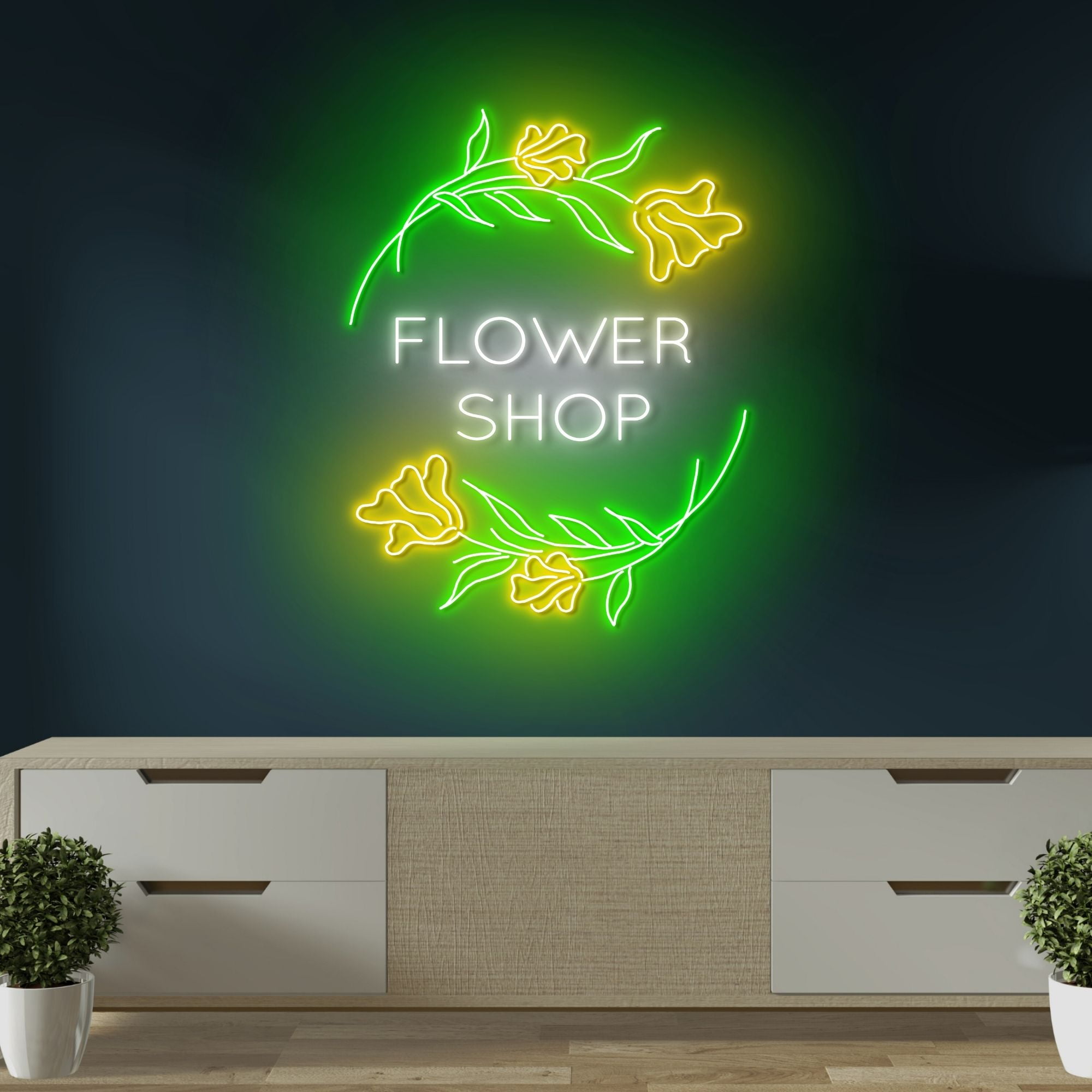 Craftnamesign Flower Shop Neon Light Wall Art, Florist Shop Open Sign ...