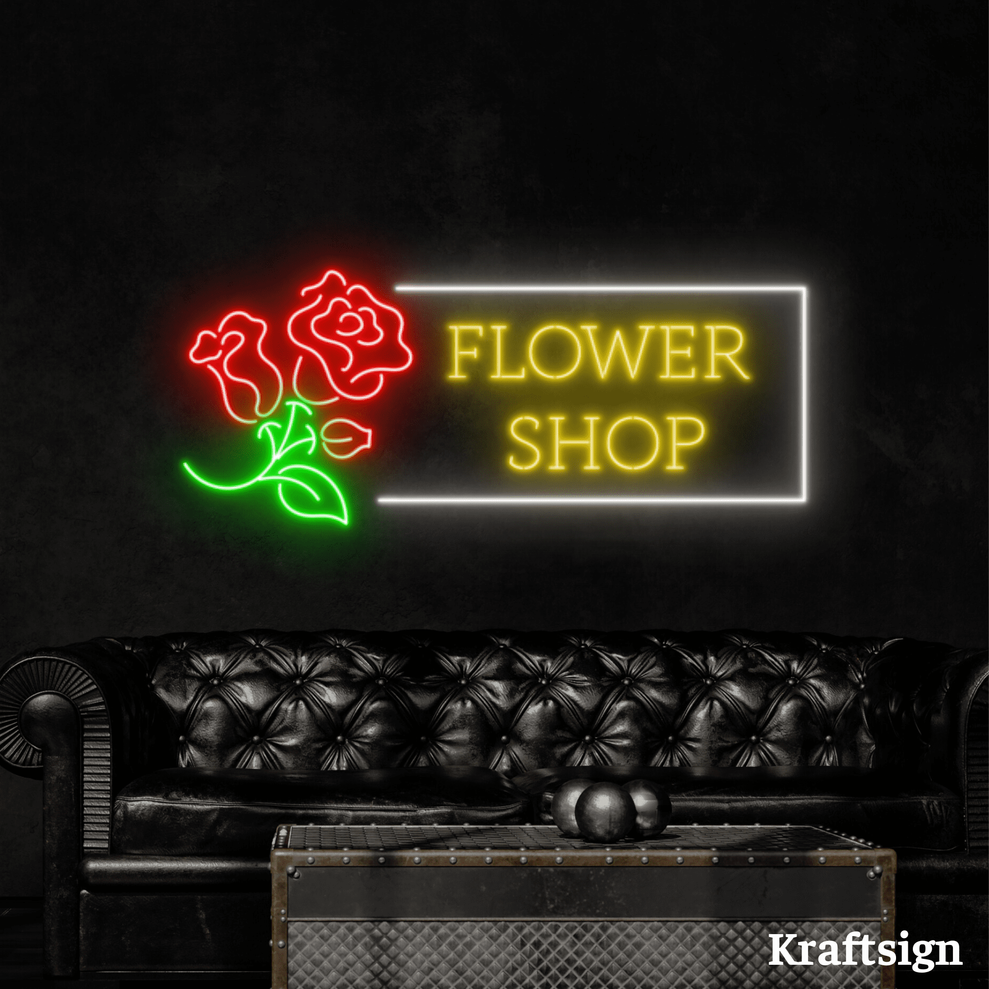 Craftnamesign Flower Shop Neon Sign, Rose ED Sign, Flower Shop Decor ...