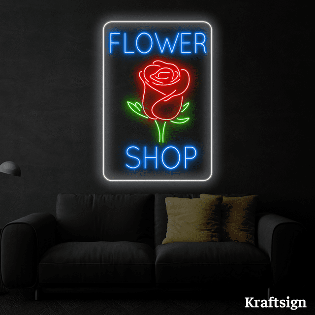 Craftnamesign Flower Shop Neon Sign, Rose LED Sign, Flower Shop Decor ...