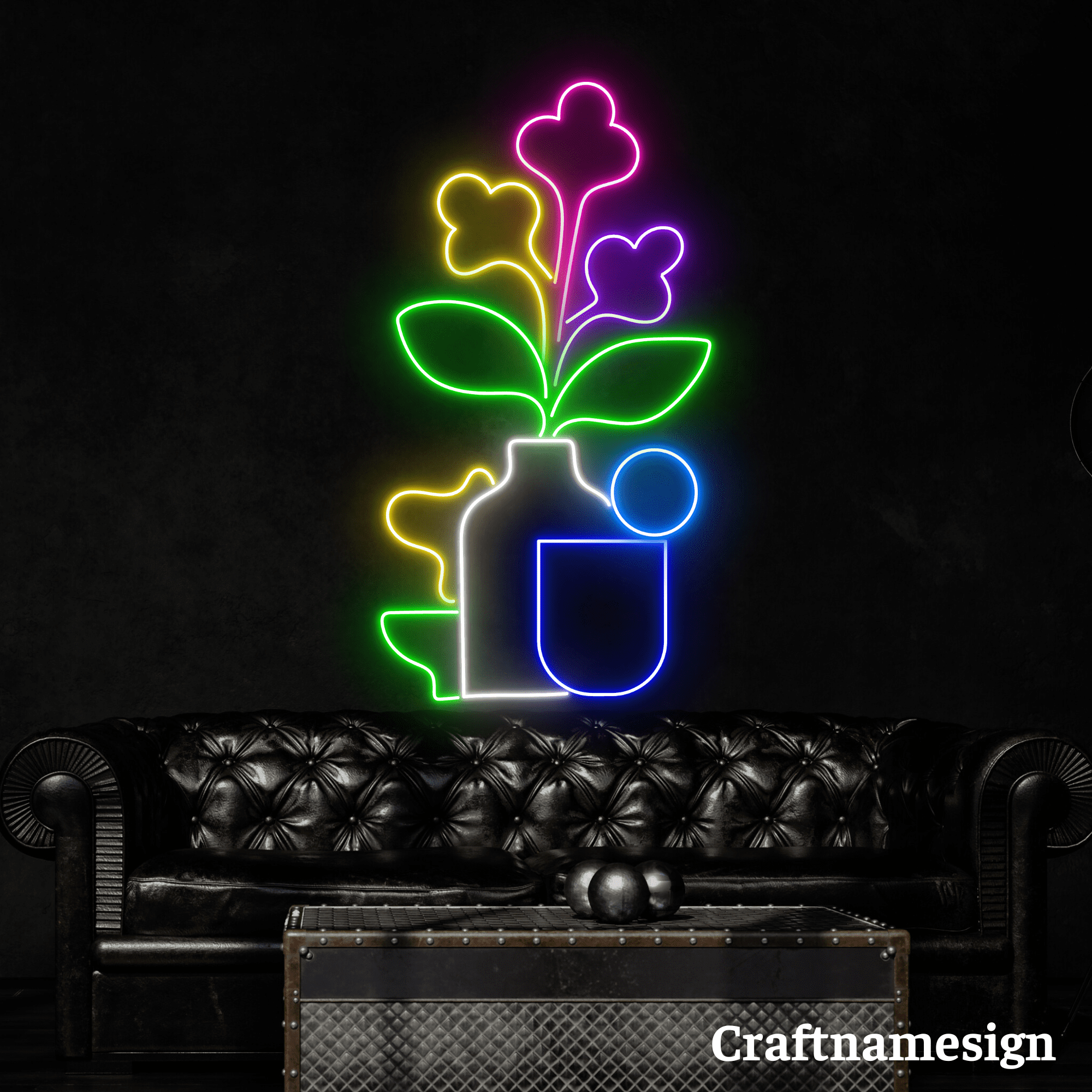 Craftnamesign Flower Vase Neon Sign for Bedroom Living Room Flower Shop ...