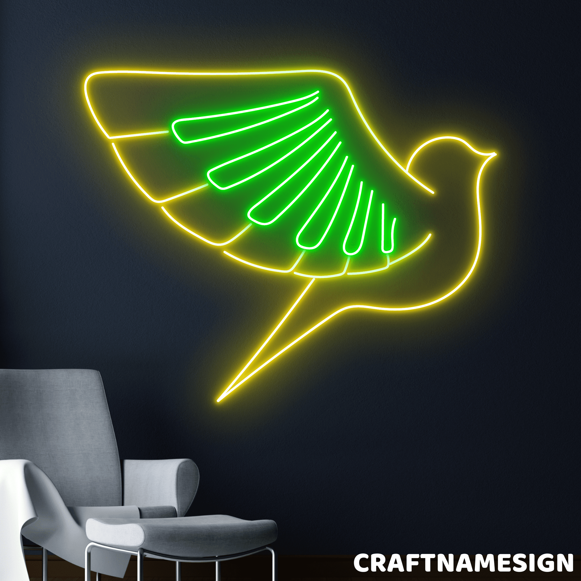 Craftnamesign Flying Dove Neon Sign, Peace Dove Wall Art, Bird Wall ...