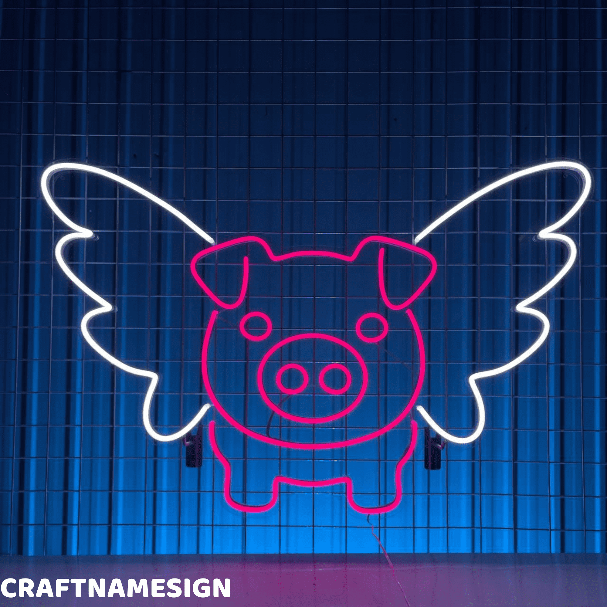 Craftnamesign Flying Pig Neon Sign, Pig Wings Led Sign, Nursery Kid ...