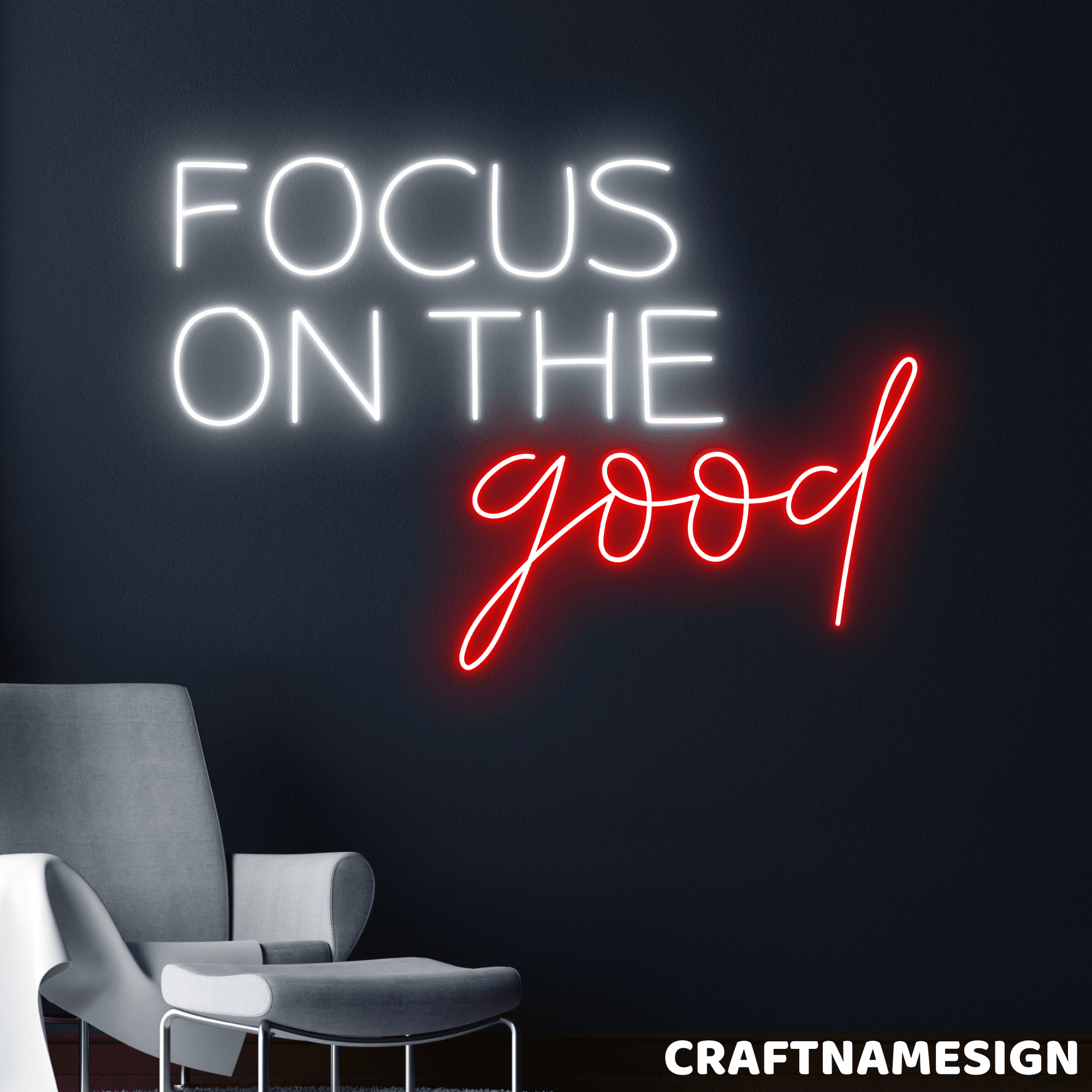 Craftnamesign Focus On The Good Neon Sign, Office Wall Art, Living Room ...