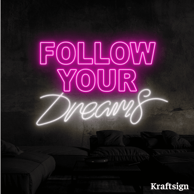 Craftnamesign Follow Your Dream Neon Sign, Quotes LED Sign, Bedroom ...