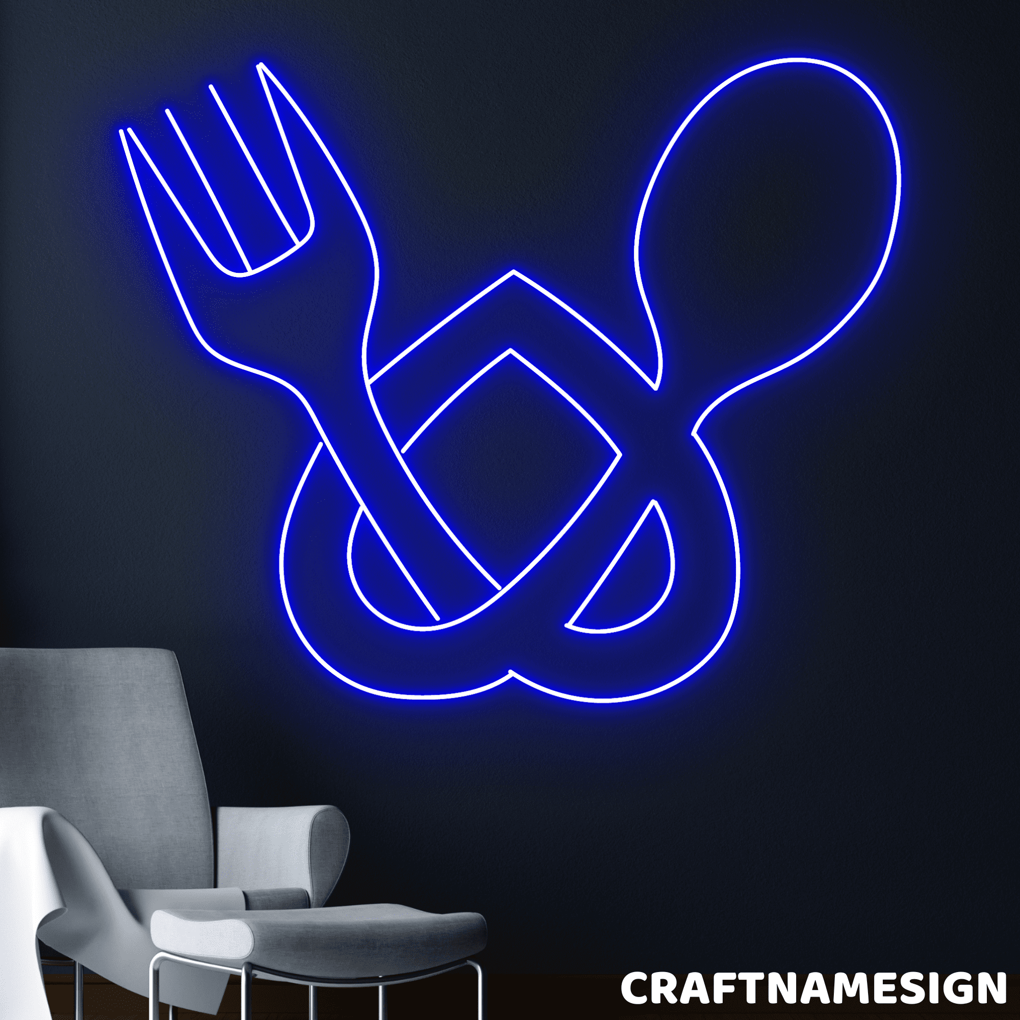 Craftnamesign Fork & Spoon Neon Sign, Kitchen Wall Decor, Restaurant ...