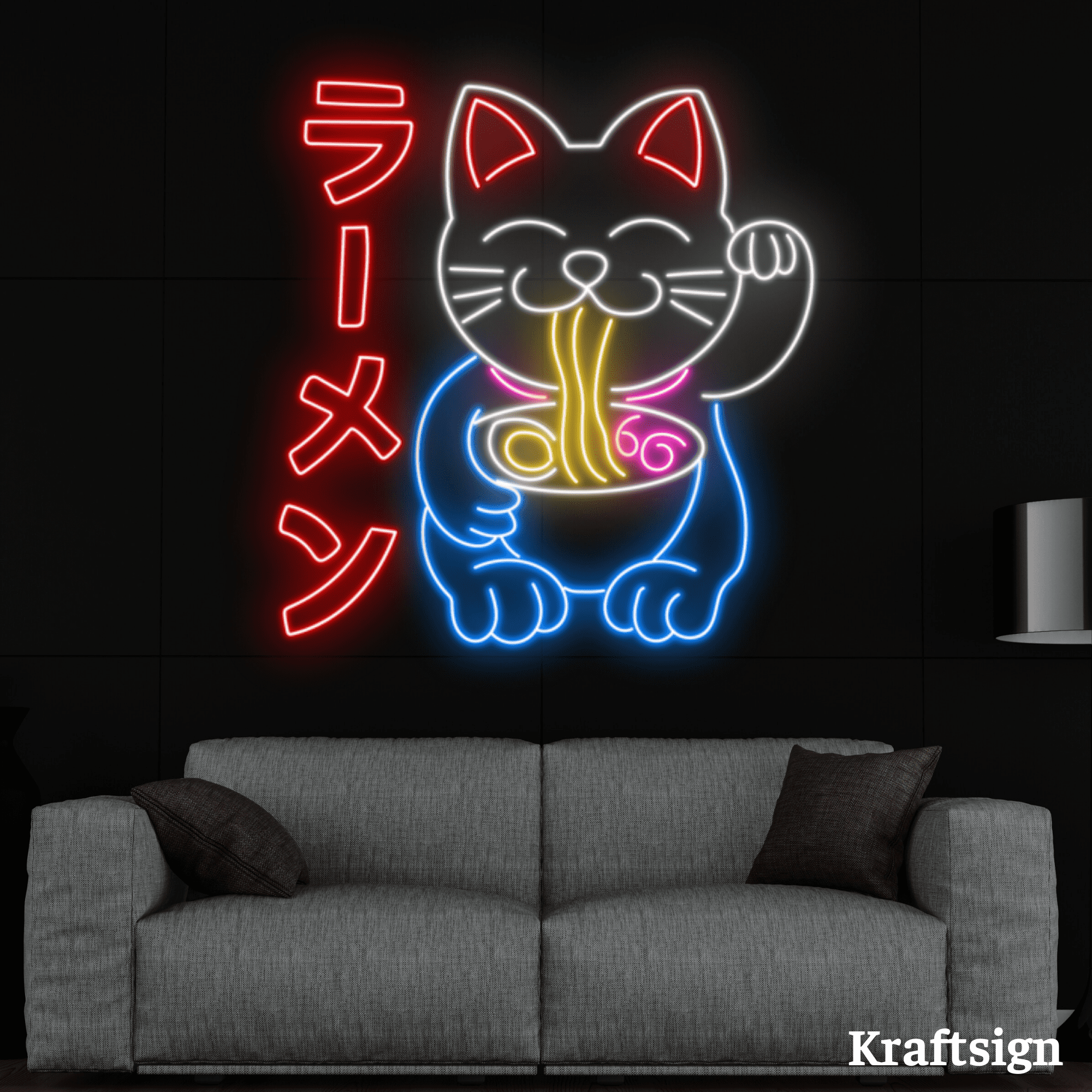 Craftnamesign Fortune Cat Neon Sign, Ramen Restaurant Decor, Ramen ...