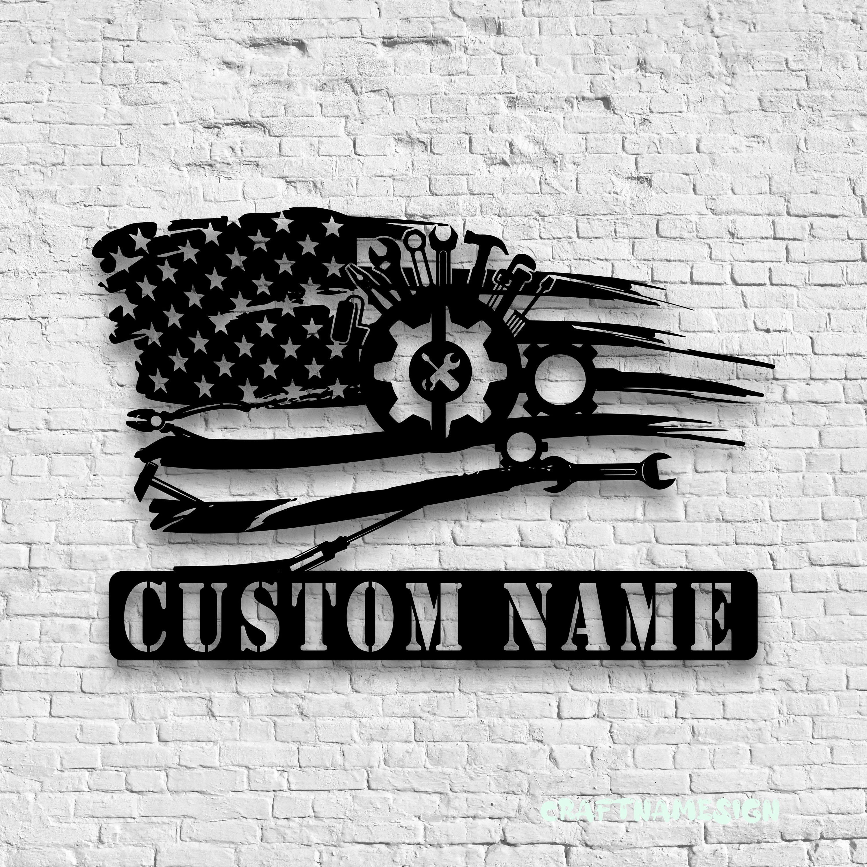 Craftnamesign Custom US Mechanic Tools Metal Wall Art LED Light, Car ...