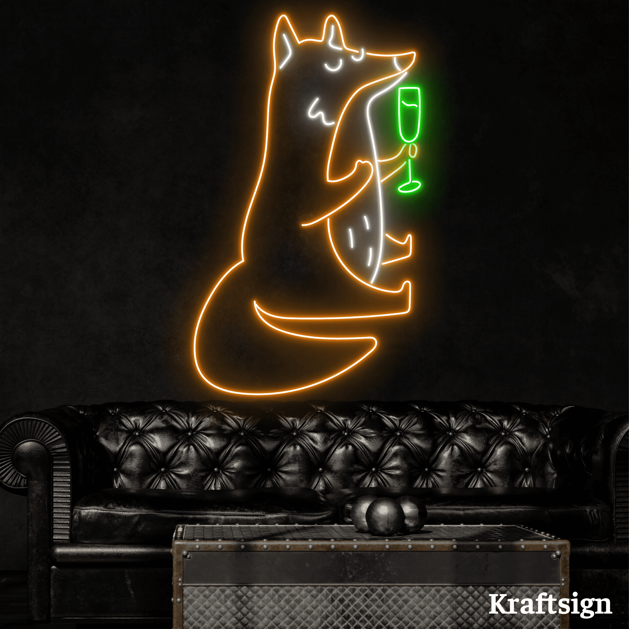 Craftnamesign Fox Drinks Cocktail Neon Sign, Fox Wall Art, Bar Decor ...