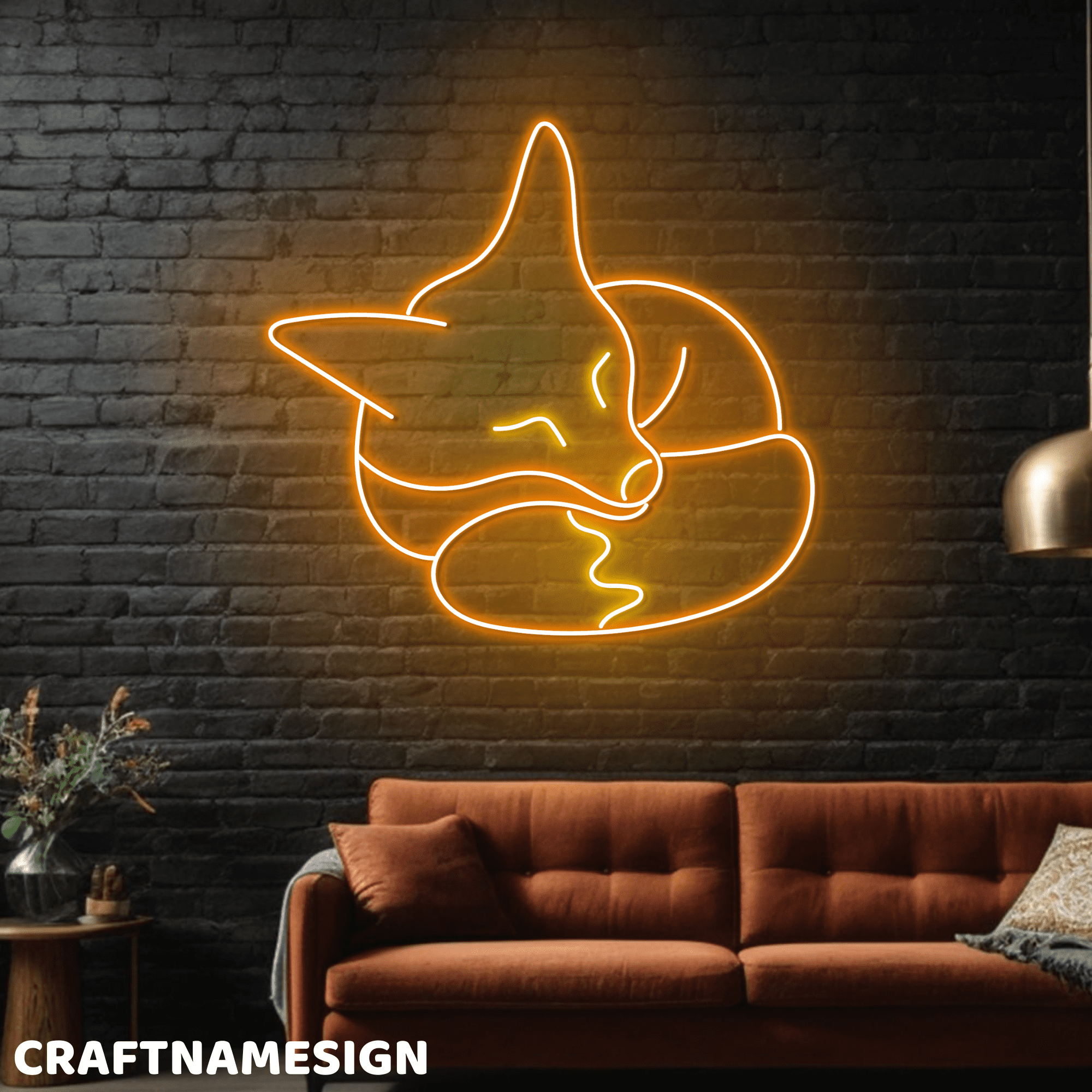Craftnamesign Fox Sleeping Neon Light, Animal For Store Bedroom Wall ...