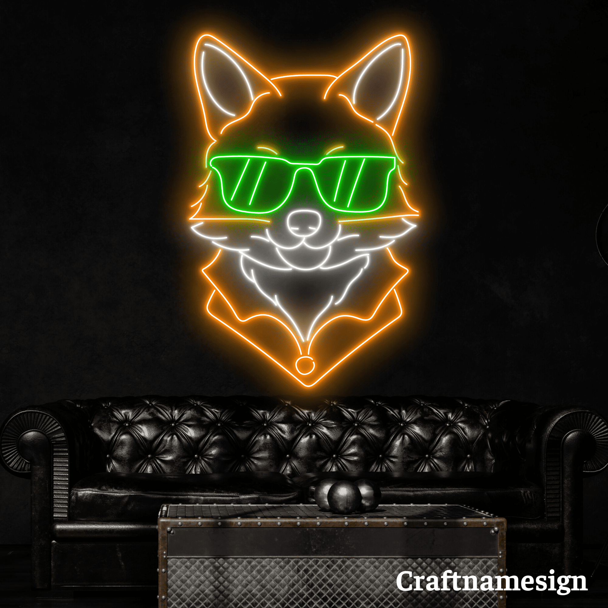 Craftnamesign Fox With Glasses Neon Sign for Men Cave Bedroom Barber ...