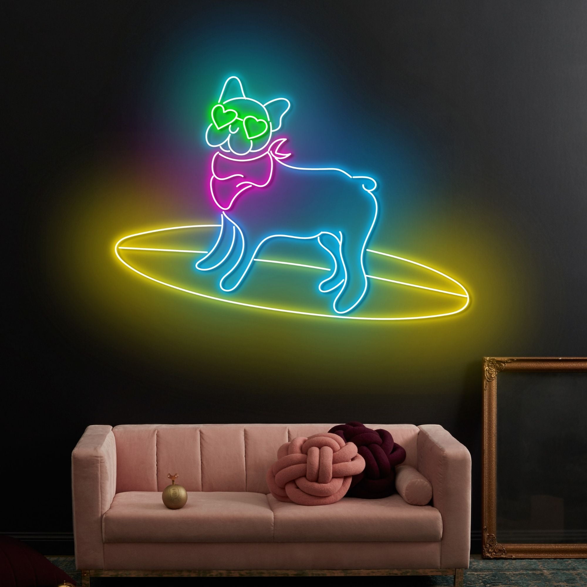 Craftnamesign French Bulldog Surf Neon Light, French Bulldog Led Sign ...