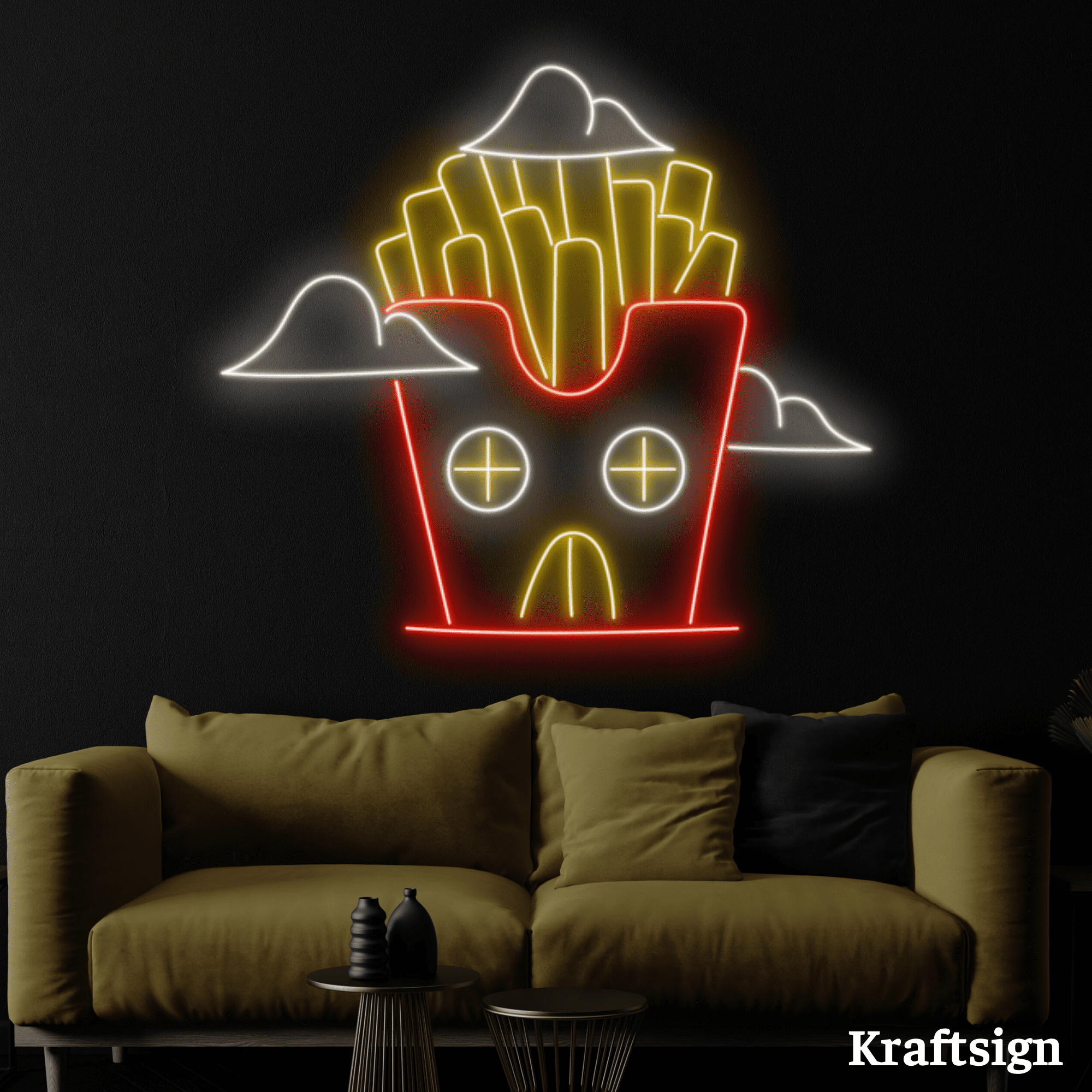 Craftnamesign French Fries House Neon Sign, Fast Food Shop Decor LED ...