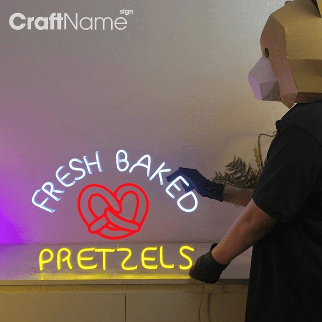 Craftnamesign Fresh Baked Pretzels Neon Light for Pretzel Store, German ...