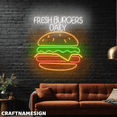 Craftnamesign Fresh Burgers Daily Neon Light, Hamburger Store LED Wall ...