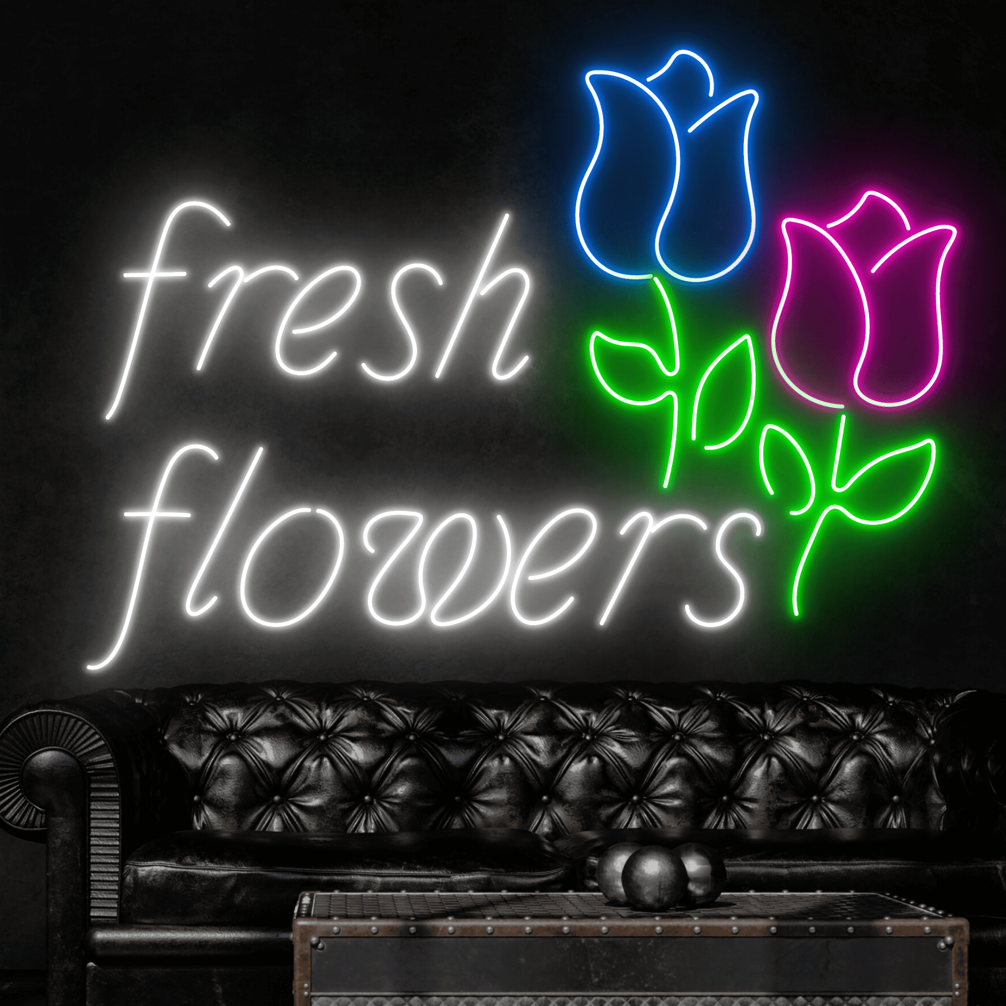 Craftnamesign Fresh Flowers Neon Sign, Florist Sign, Flower Shop Decor ...