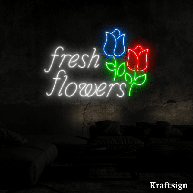 Craftnamesign Fresh Flowers Neon Sign, Flower Shop Decor, Farm Flower ...