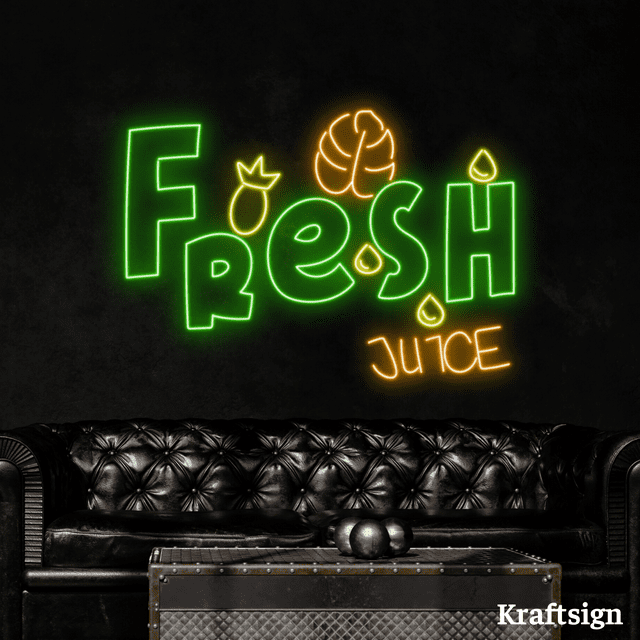 Craftnamesign Fresh Juice Neon Sign, Juice Shop Decor, Fresh Juice ...
