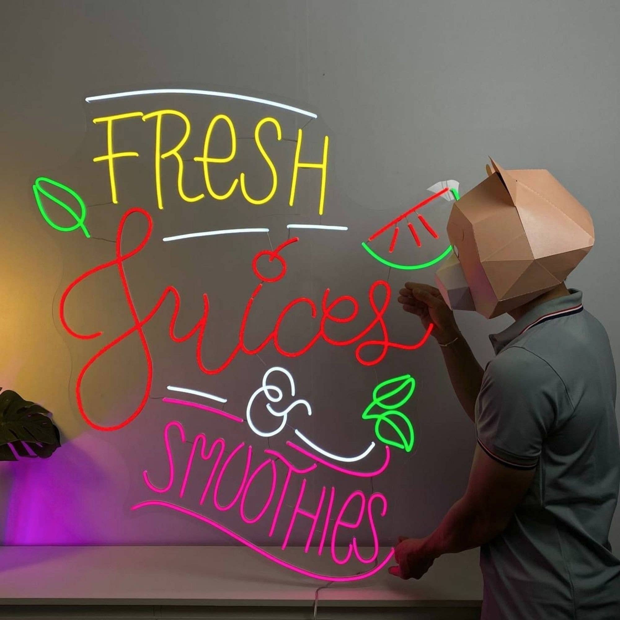 Craftnamesign Fresh Juices & Smoothies Neon Light Wall Art, Open Sign ...
