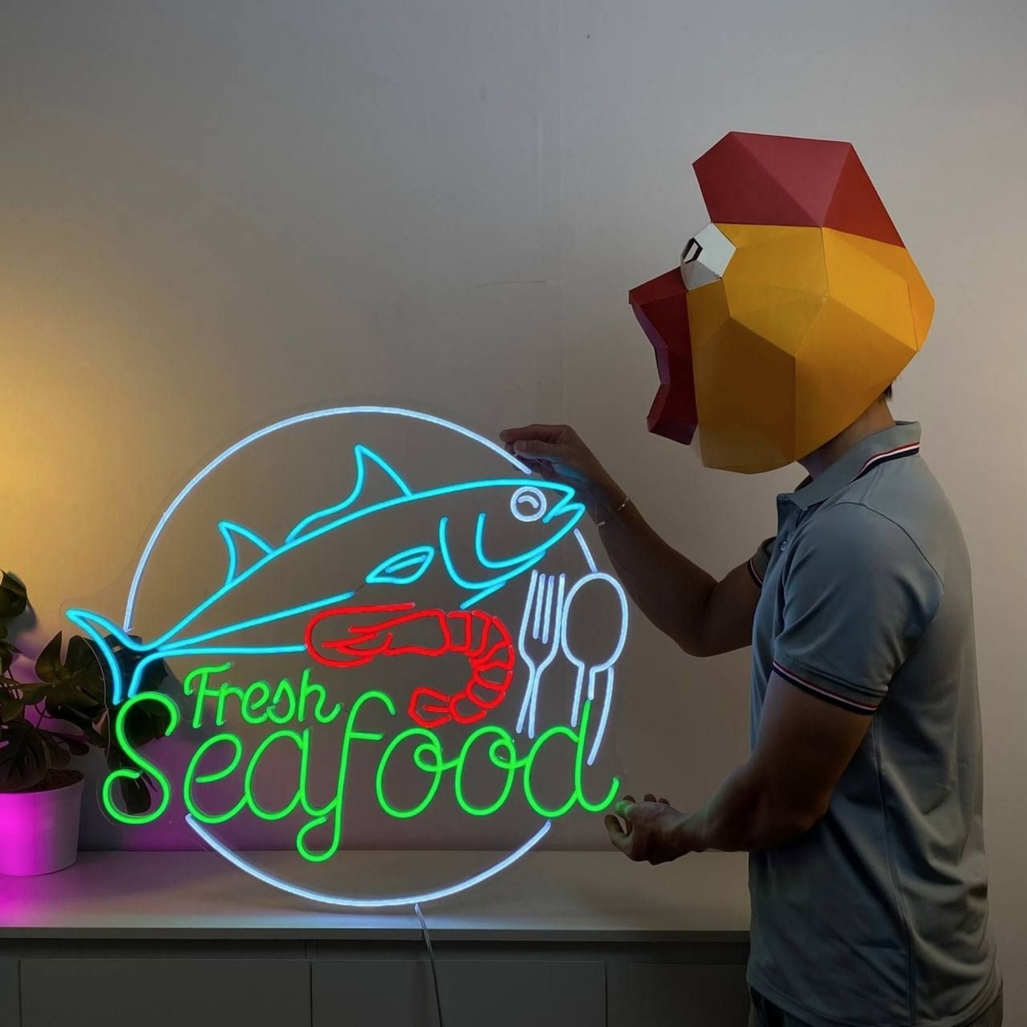 Craftnamesign Fresh Seafood Neon Light Wall Decor, Seafood Restaurant ...