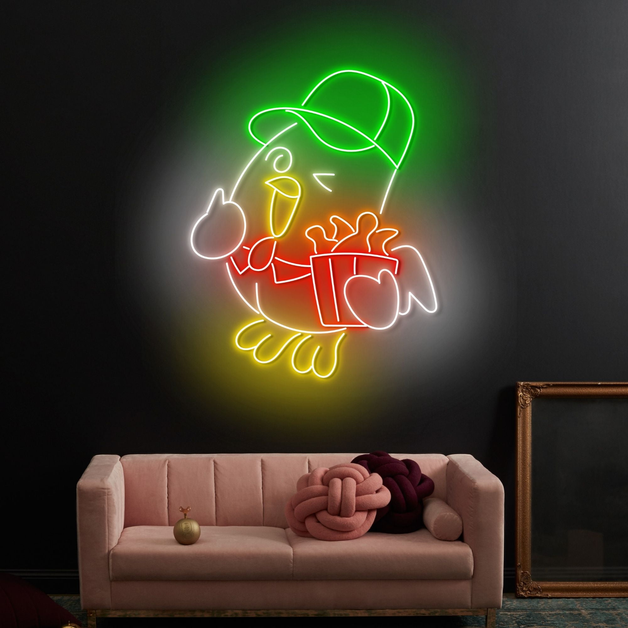 Craftnamesign Fried Chicken Neon Light, Chicken Fast Food Wall Art ...